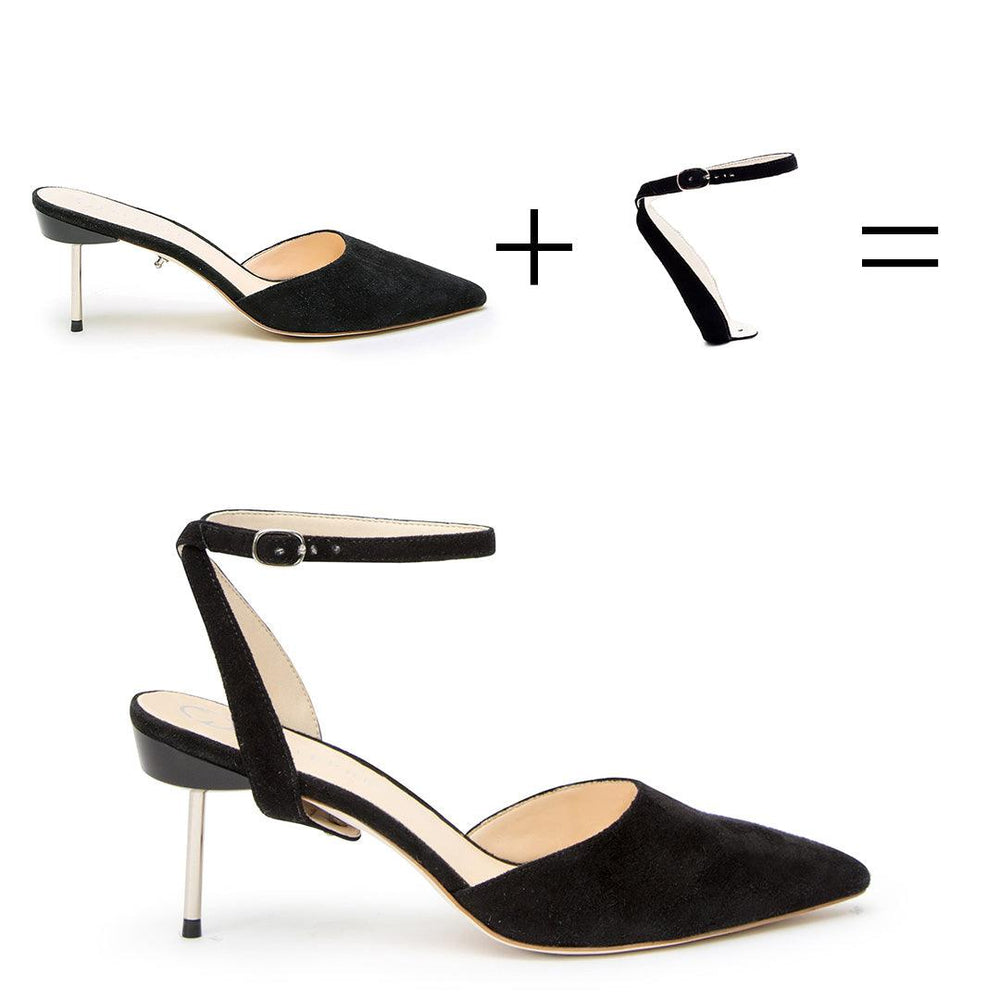 Marilyn in Black Suede | Alterre Interchangeable Shoe Straps